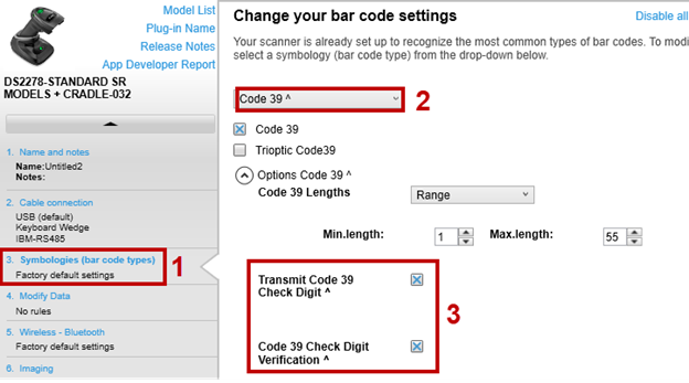 Transmitting the Code 39 Check Digit