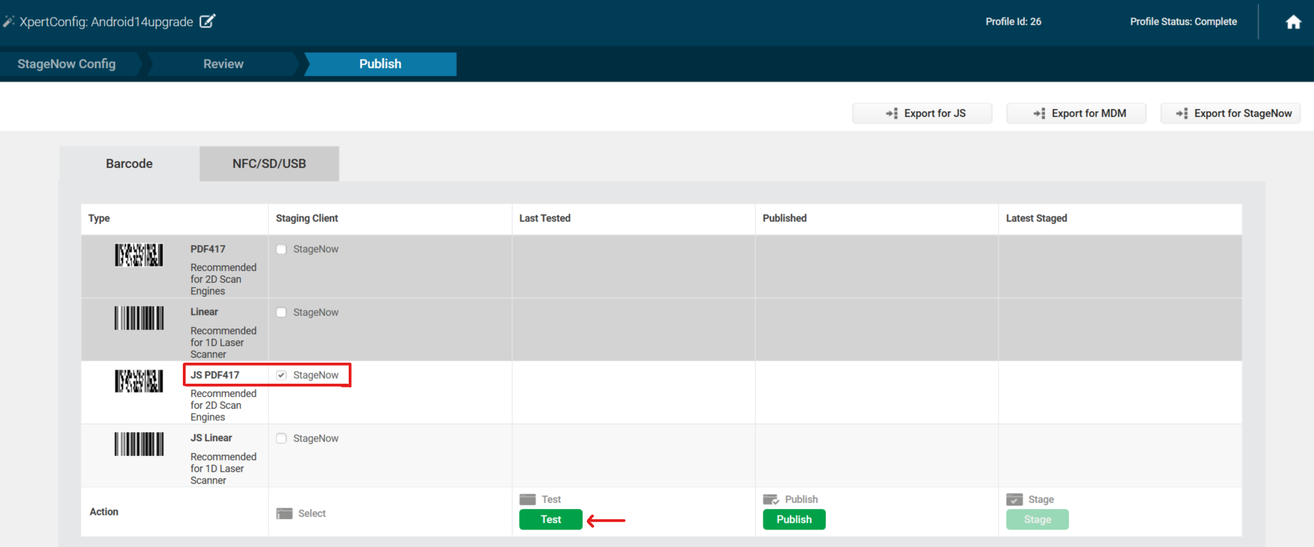 Android OS Upgrade or Downgrade via StageNow with Internal Memory Files