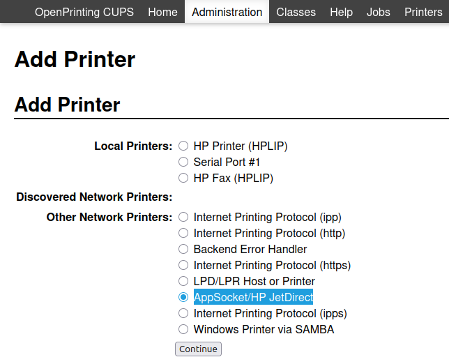 Adding a Zebra Printer in a CUPS Printing System